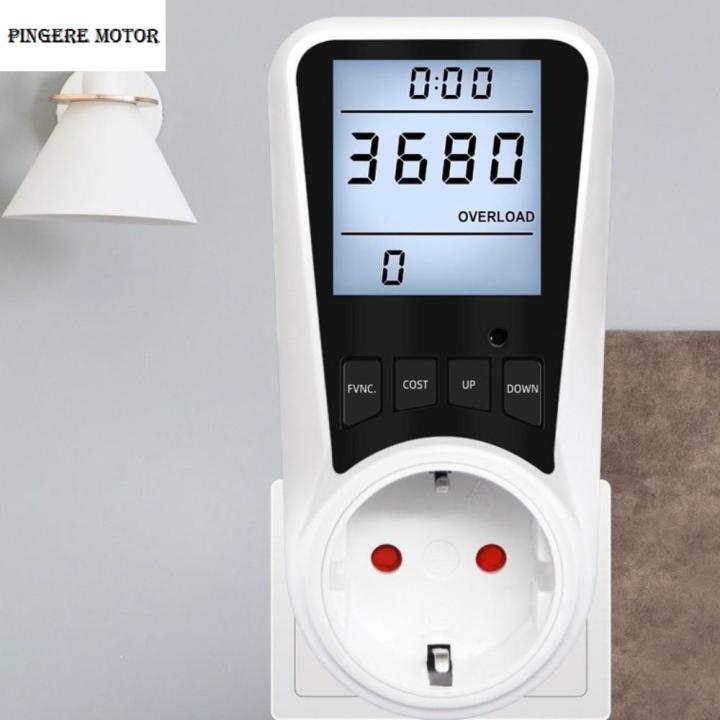 PINGERE Digital Display Electrical Energy Monitor Socket Backlight LCD ...