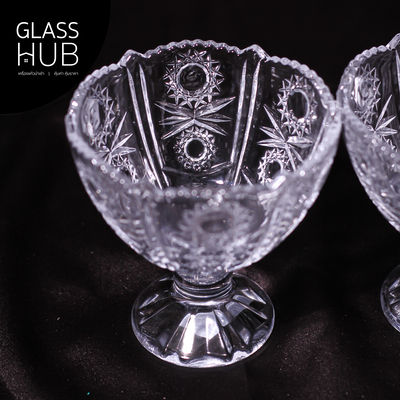 GLASS HUB - IC 39 - พานแก้ว ลายคริสตัล เจียระไน ความสูง 10.5 ซม. ...