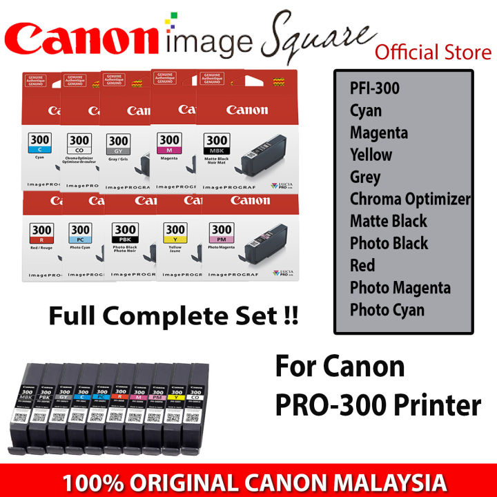 Canon Original Ink Cartridges PFI-300 ( MBK/PBK/C/Y/M/PM/PC/GY/CO/RD ...