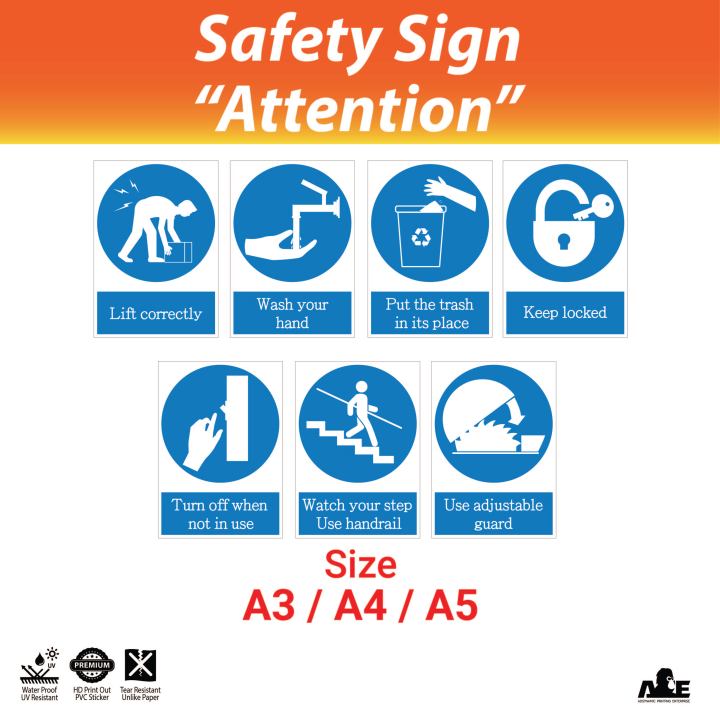 (STICKER ONLY) Attention Safety Sign | 安全提示板 | Perhatian Tanda ...