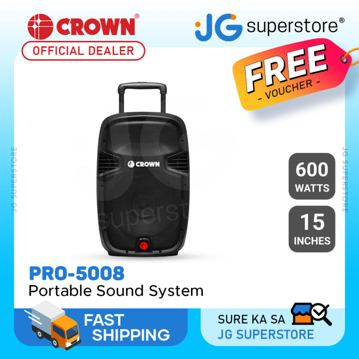Crown PRO-5008 600W 15" 2-Way Baffle Passive Portable Trolley Speaker ...