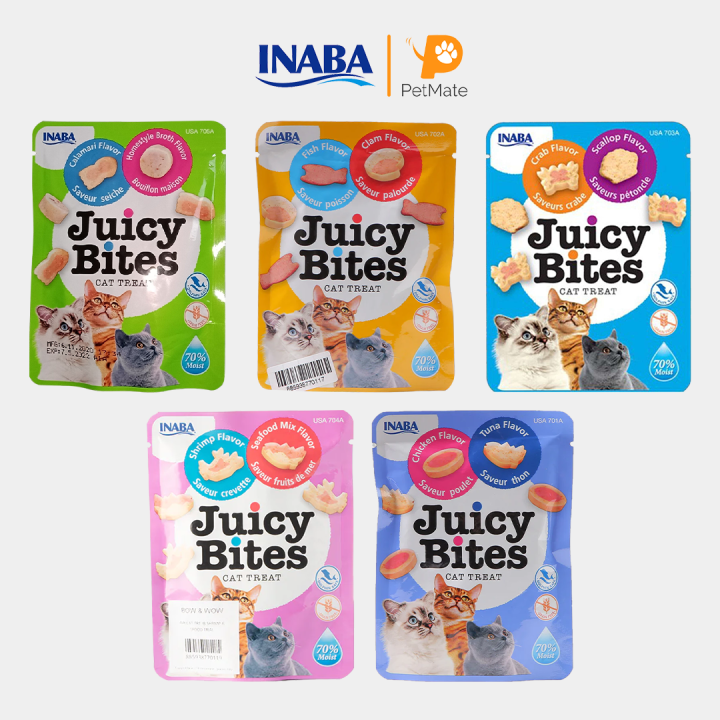 Inaba Cat Treats Juicy Bites Tuna Chicken Fish Clam Scallop Crab Shrimp ...