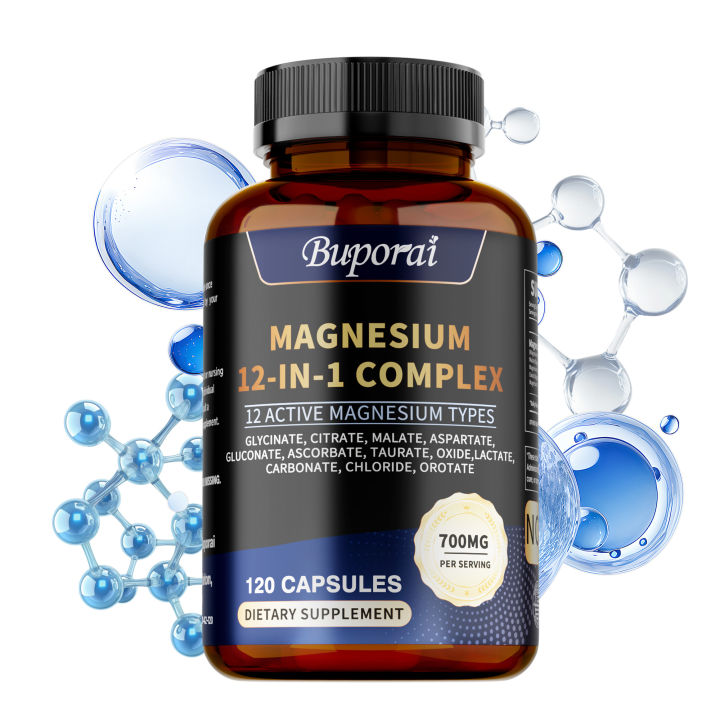 Magnesium 12-in-1 Complex Capsules, 700 mg per serving, contains ...