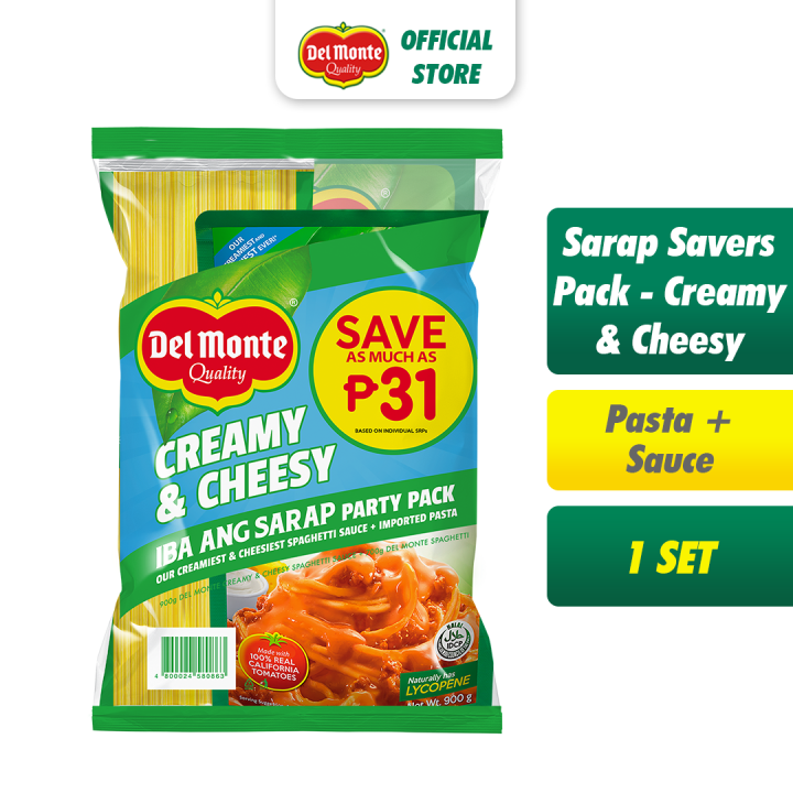 DEL MONTE Sarap Savers Pack - Creamy & Cheesy (Spaghetti Sauce + Pasta ...