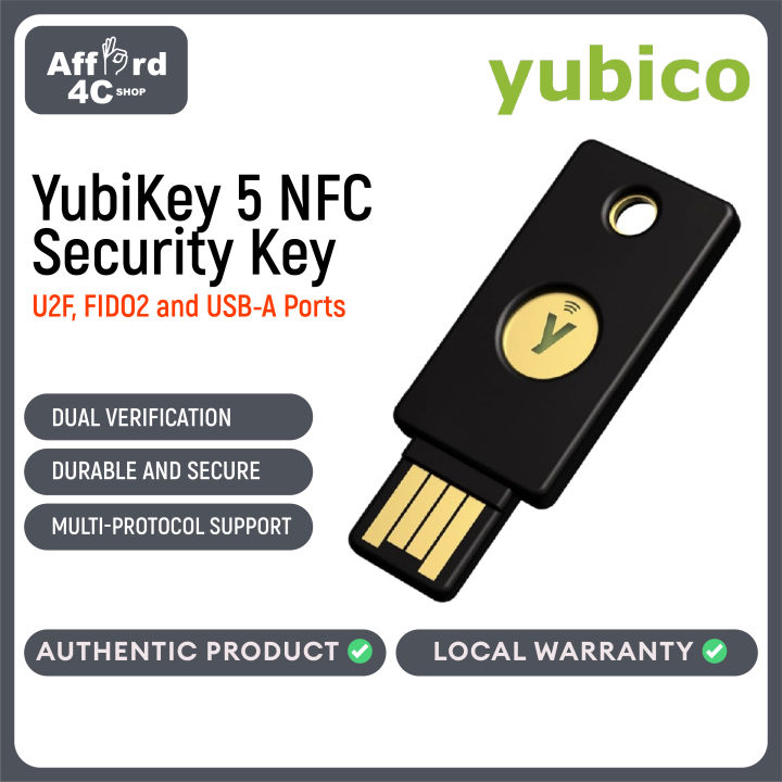 Yubico YubiKey 5 NFC Security Key, U2F, FIDO2, USB-A Ports, Dual ...