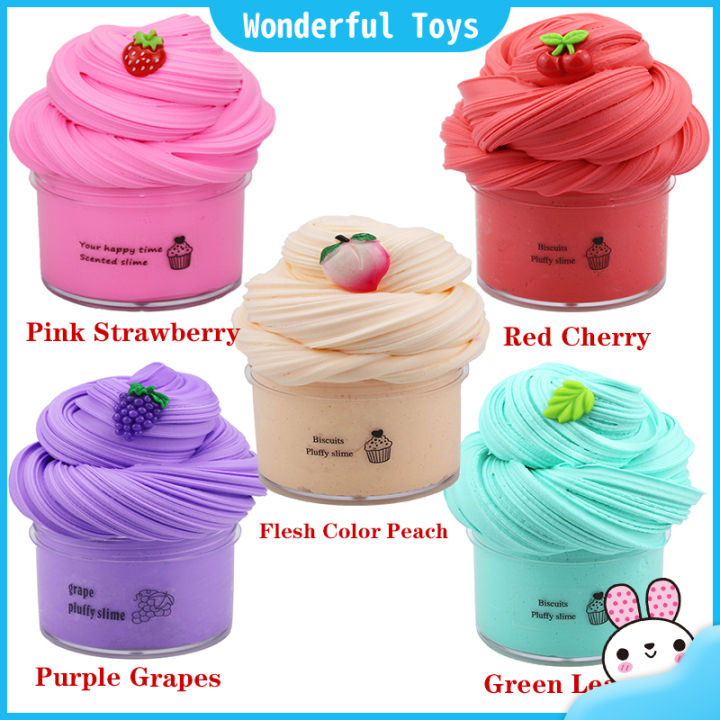 Wonderful Toys 70ml Fruit Cake Slime Kit Fluffy Floam Kids Modeling ...