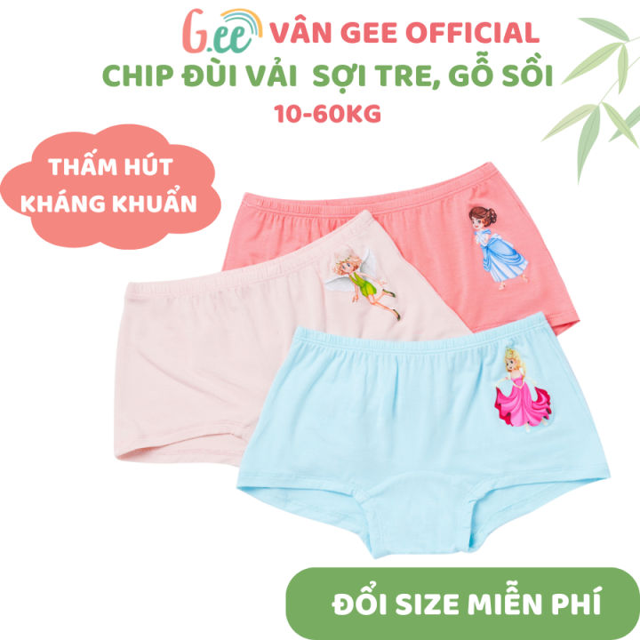Set 3 quần Lót Bé Gái Gee, Quần Chip Đùi Bé Gái Vải Sợi Tre, Vải Gỗ Sồi ...