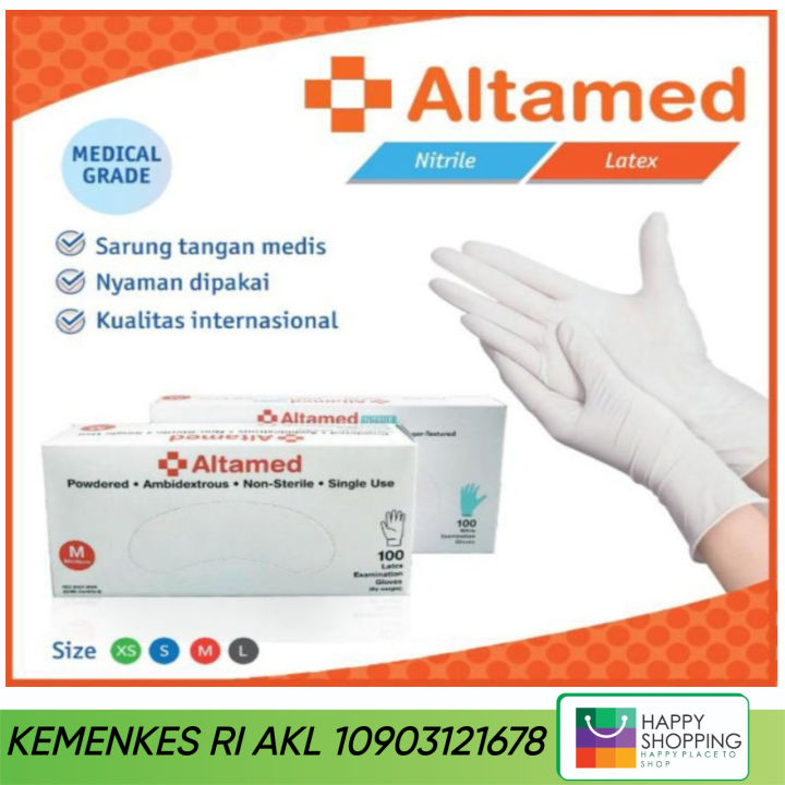 sarung tangan latex ALTAMED handscoon latex isi 100pcs | Lazada Indonesia