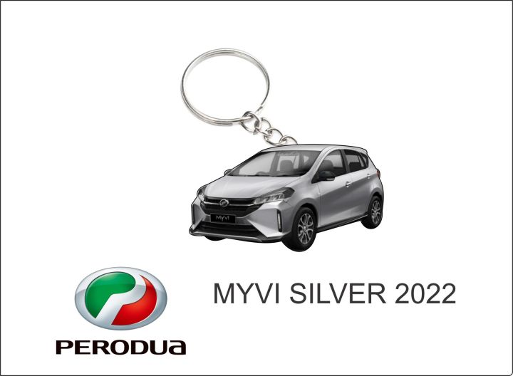perodua myvi silver 2022 keychain 2d | Lazada