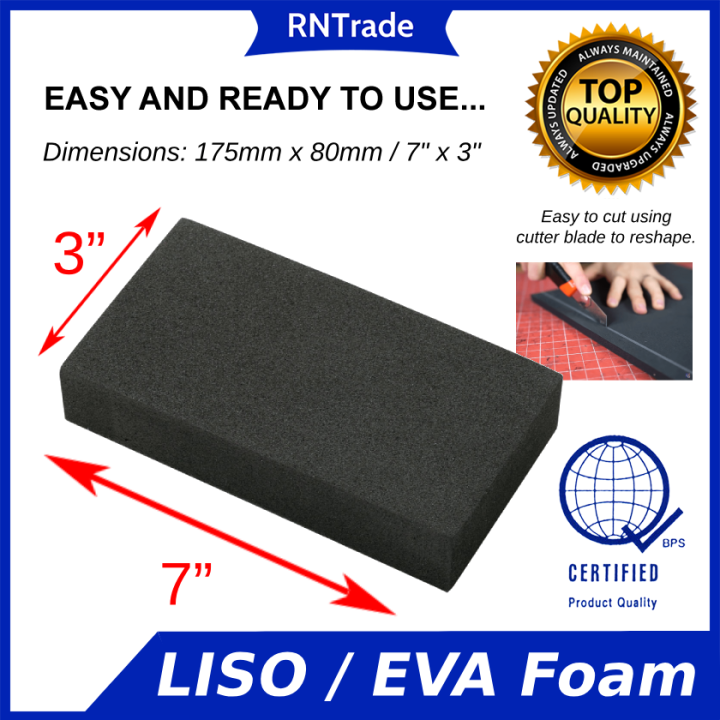 3" x 7" Small EVA Rubber Sheet Liso Foam, Black for DIY Crafts, Cushion ...