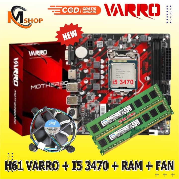 Paket Mainboard Mobo Motherboard H61+ B75 Varro NVME New + i5 3470 / i5 ...