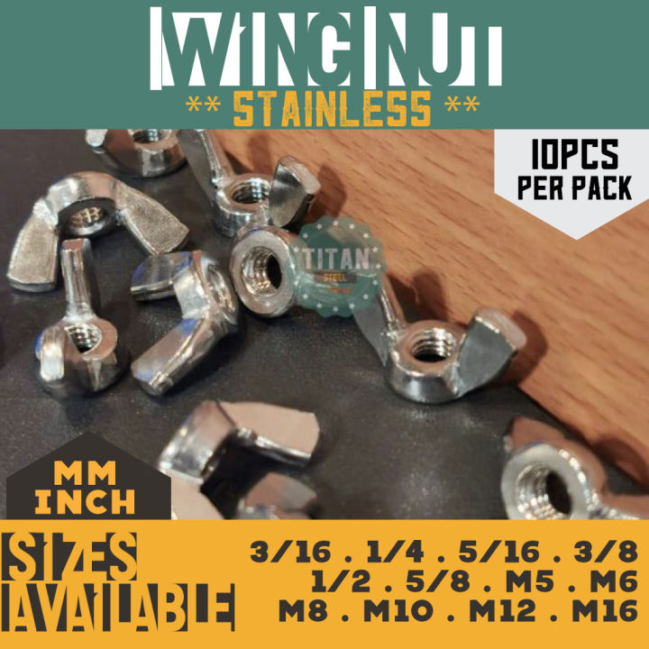 Titan Steel - 10 pcs - Solid Wing Nut / Butterfly Nut (Stainless 304 ...