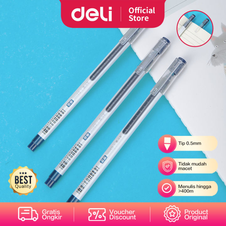 Deli Gel Pen Pulpen Gel warna Hitam 0.5mm A426 | Lazada Indonesia