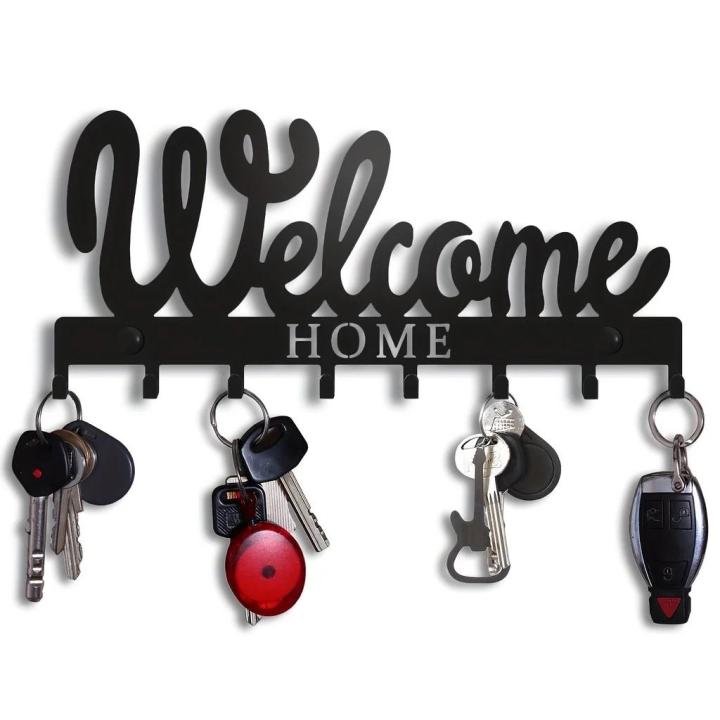 1pc Black Metal Keys Holder for Wall Mounted WELCOME Design Key Rack ...