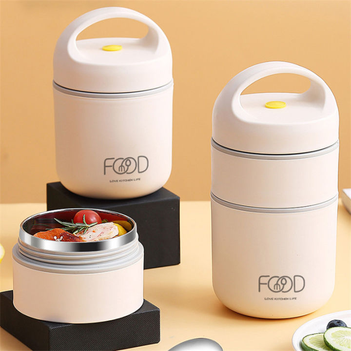 304 Stainless Steel Vacuum Thermal Lunch Box Insulated Lunch Bag Food Warmer Soup Cup Thermos ...