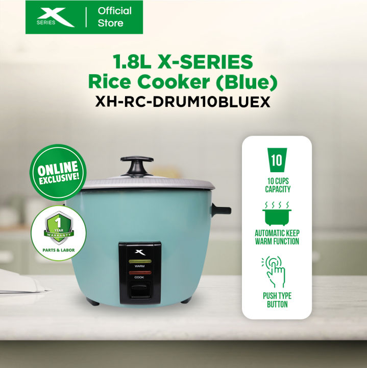 XTREME/X-SERIES 1.8L Rice Cooker 10 Cups Capacity Aluminum Metal Body ...