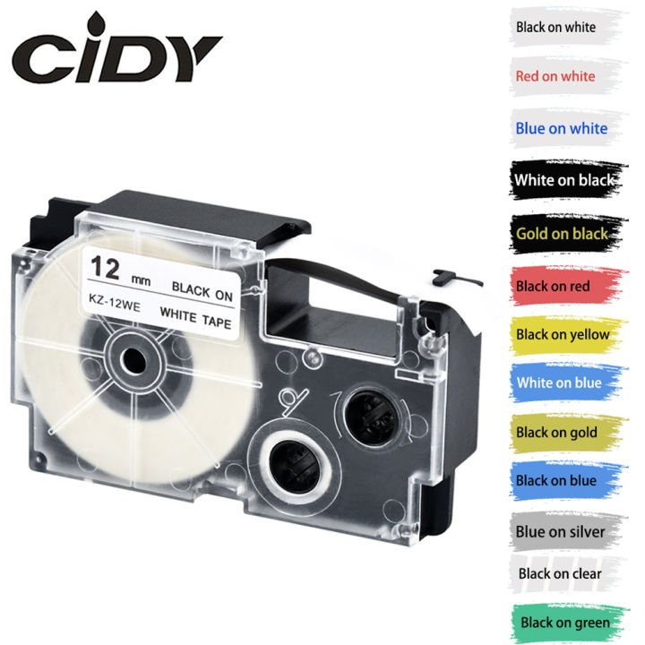 Multicolor of XR-12WE compatible Casio 12mm label tape XR12WE XR 12WE ...