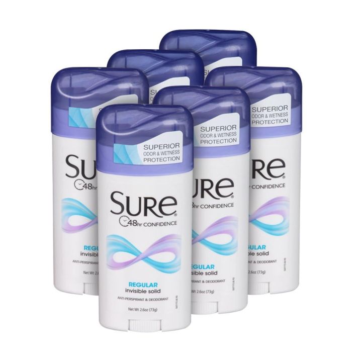 SURE, Antiperspirant Deodorant, Solid, Regular, 2.6 oz., (6 Pack ...