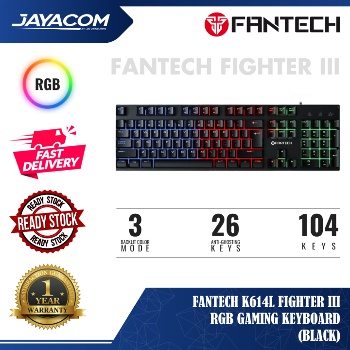 Fantech K614L Fighter III RGB Gaming Keyboard Black (3 Backlit Mode / 26 Keys Anti-Ghosting ...