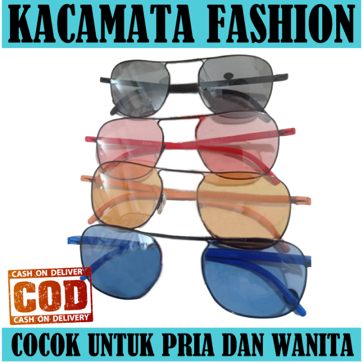 Kacamata Warna Permen Bentuk Kotak Gaya Korea Pria Wanita Frame Besi ...
