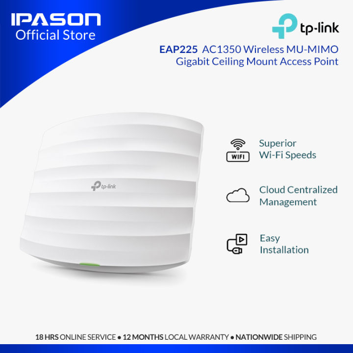 EAP225 TP-Link AC1350 Wireless Dual Band Gigabit Ceiling Mount Access ...