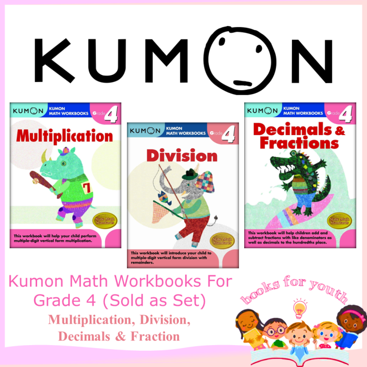 KUMON Math Workbooks Grade 4 Set [Multiplication | Division | Decimals ...