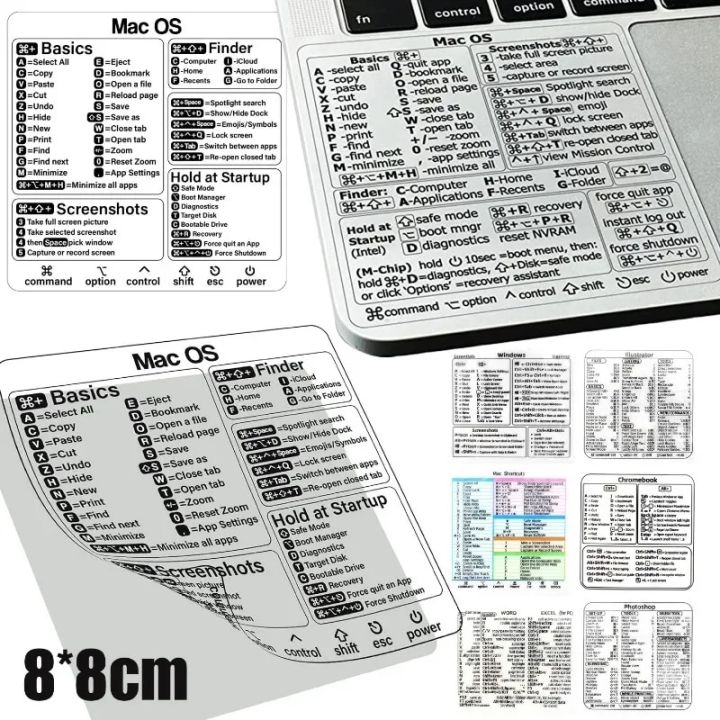 Keyboard Shortcut Sticker Mac OS Transparent Self-Adhesive PC Laptop PC ...