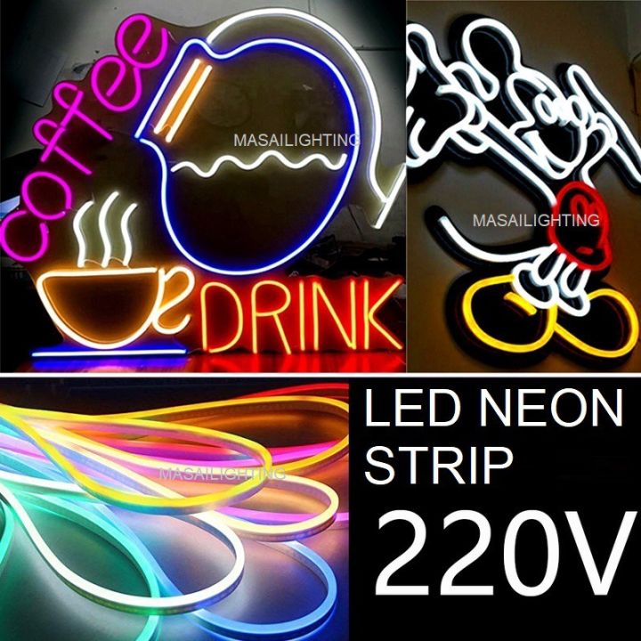 1-6meter Waterproof 220V Flexible Neon LED Strip Light Advertisement ...