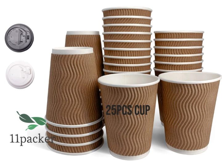 Cawan Kertas Panas Beralun 8 & 12oz / Cawan Kertas Kopi Premium ...