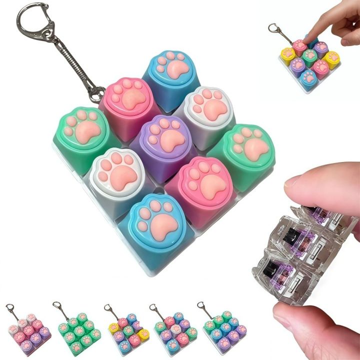 CHENJIE DIY Keyboard Fidget Keychain Keys Button 9Keys Keyboard Clicker ...