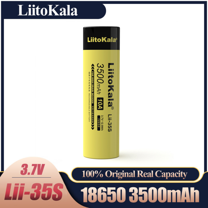 LiitoKala Original Rechargeable Battery 18650 3500mAh 3.7V Li-ion 10A ...