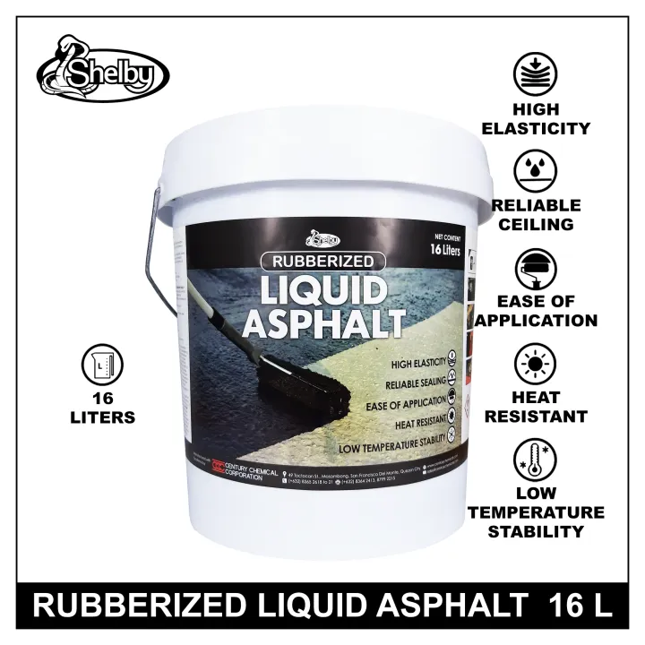 Shelby Rubberized Liquid Asphalt 16 Liters Waterproofing Paint Black Pail Barrel | Lazada PH