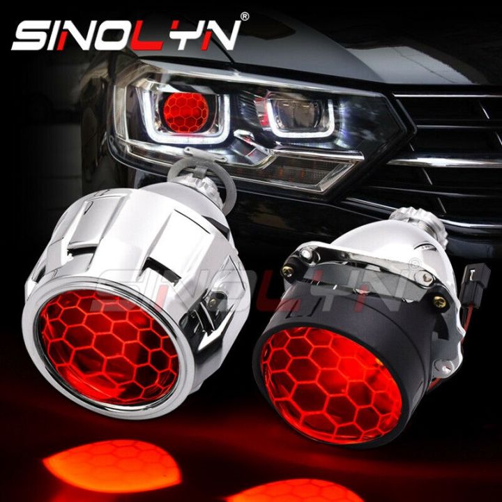 Sinolyn Bixenon Honeycomb Projector 2.5'' LED Devil Demon Eyes HID Blue ...