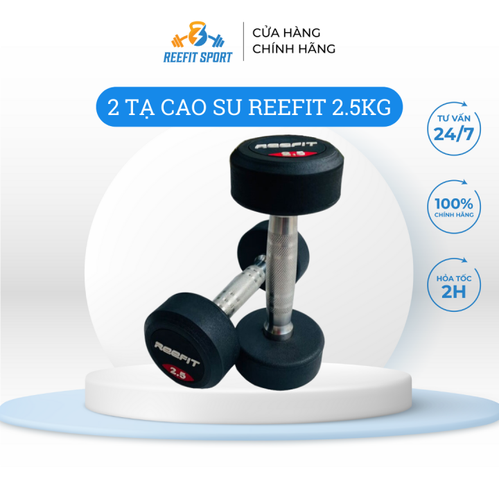 Bộ 2 tạ tay cao su REEFIT 2.5kg Tạ Phòng Tập (2 cục 2.5kg, tổng 5kg) | Lazada.vn