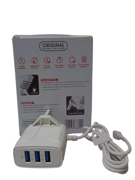 Quick Charge 3 Port USB Wall Fast Charger | Lazada