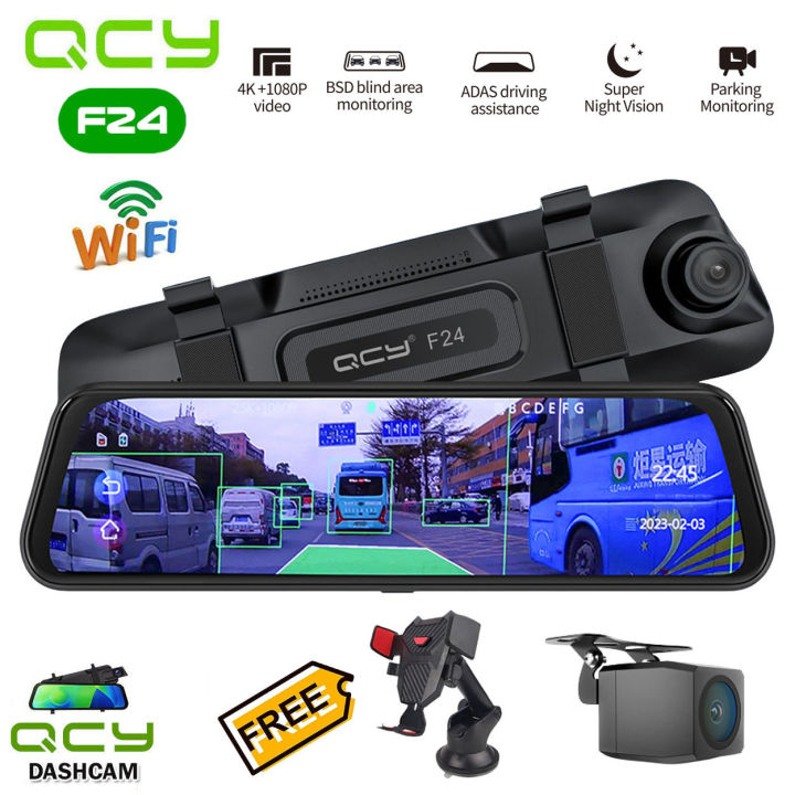 ORIGINAL QCY F24 4K Ultra HD BSD 9.66" Touch Screen 4k+1080P(Ultra HD ...