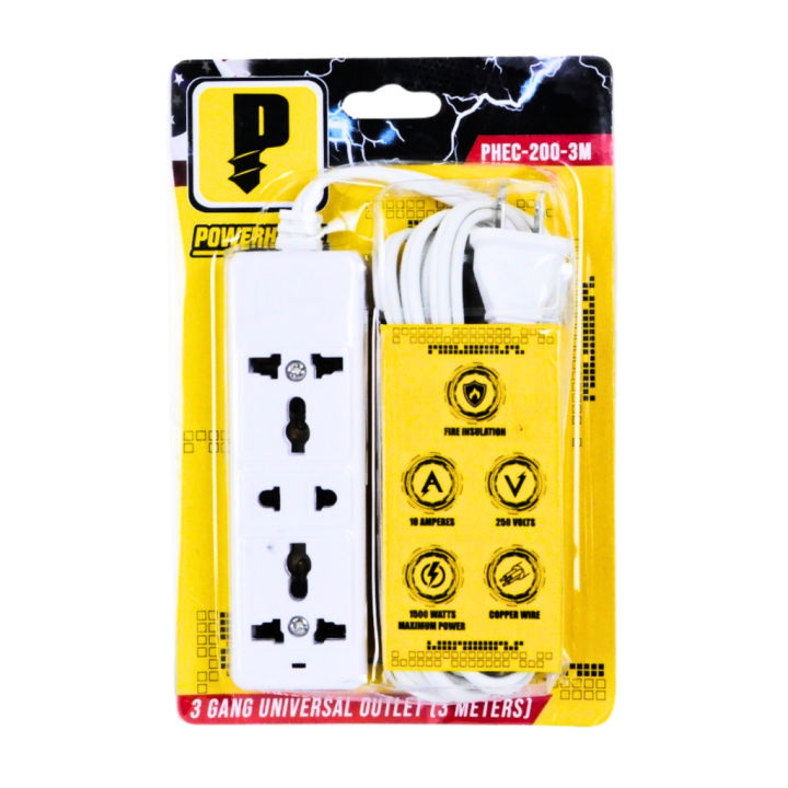 Electriq l Powerhouse 3-Gang 3 Meter Universal Outlet Electric ...