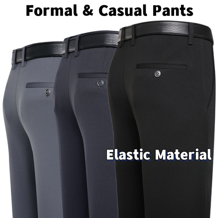 Men's Formal Suit Pants Thin Office Stretchable Slacks Plus Size Slack ...