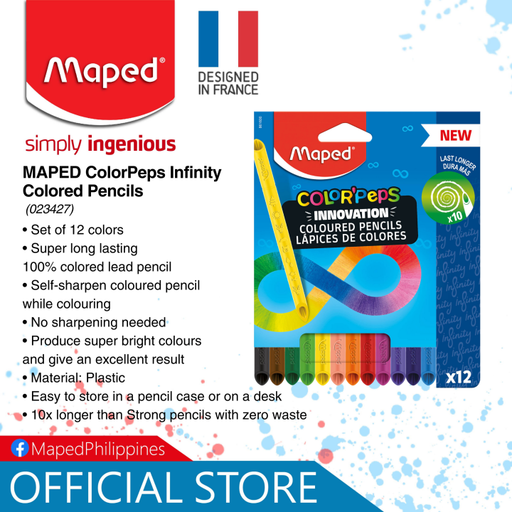 MAPED Infinity Colored Pencil | Self sharpen | 12 colors | 861600 ...
