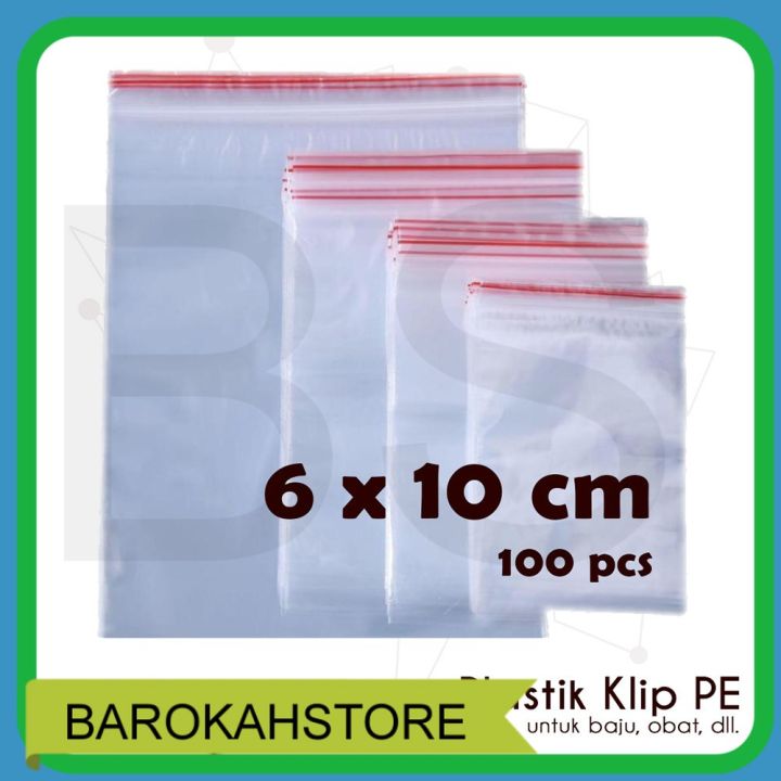 Plastik Klip ukuran 6 x 10 cm 100pcs Ziplock Bag Zipper Obat PE Baju BS ...