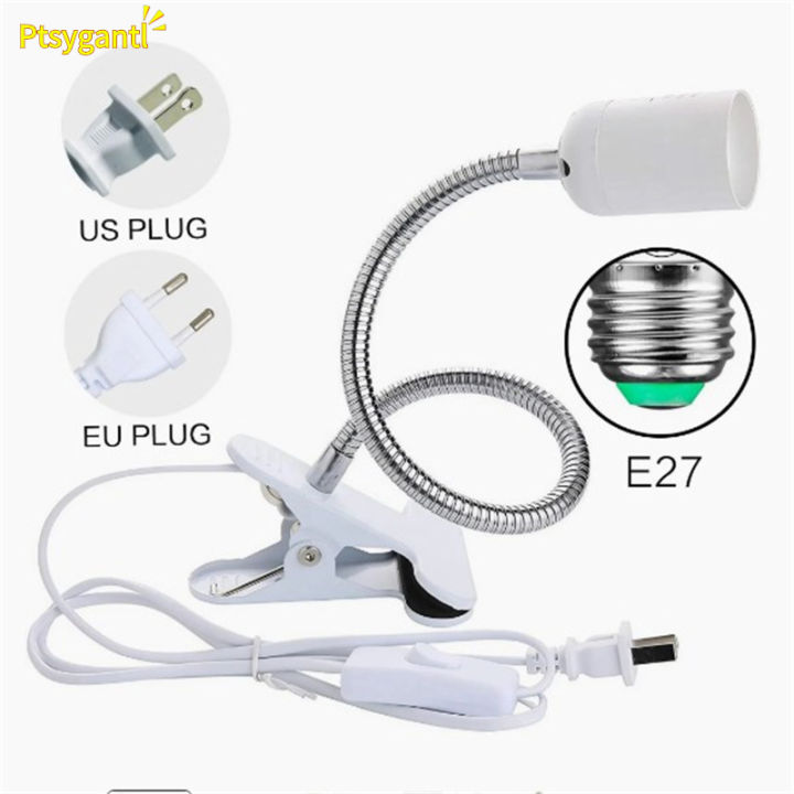 Ptsygantl E27 Clip Desk Lamp Socket 360 Degree Flexible Gooseneck Desk ...