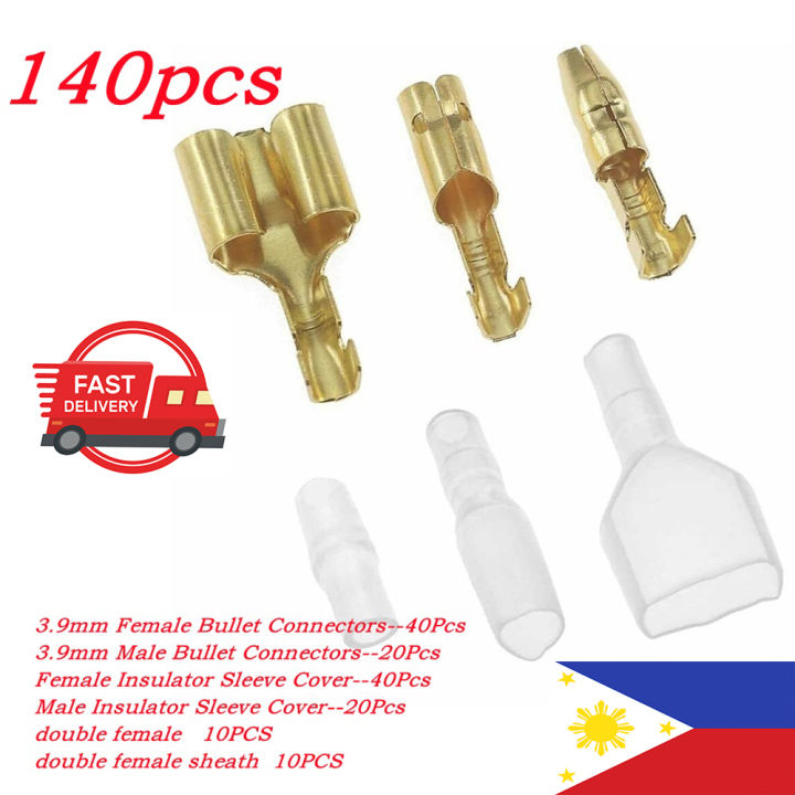 140PCS 4.0mm Male Female Double Motorcycle Brass Bullet Wire Connector ...