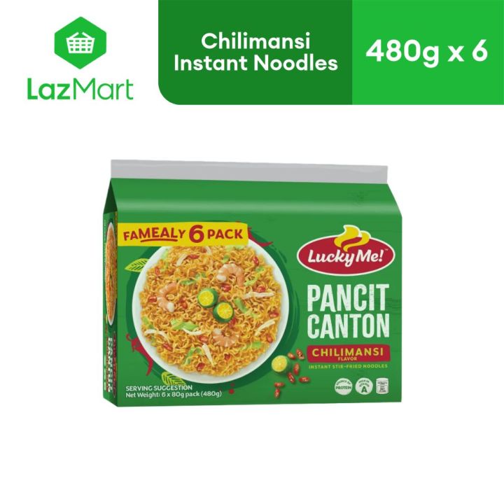 Lucky Me! Pancit Canton Chilimansi Multipack 480g, Dry Instant Noodles 80g x 6 | Lazada PH