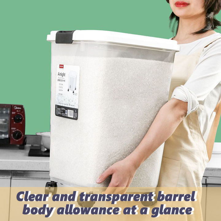 Rice Sealed Storage Container With wheels Large Capacity Kitchen Rice ...