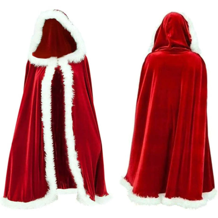 [comebuy88] 1.5m Red Hooded Cape Christmas Costume Santa Claus Cloak ...
