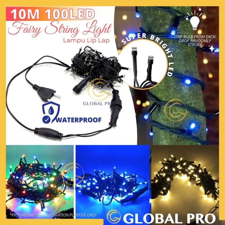 WATERPROOF LED Light Lamp Fairy String 10 Meter Strobe Light Raya ...