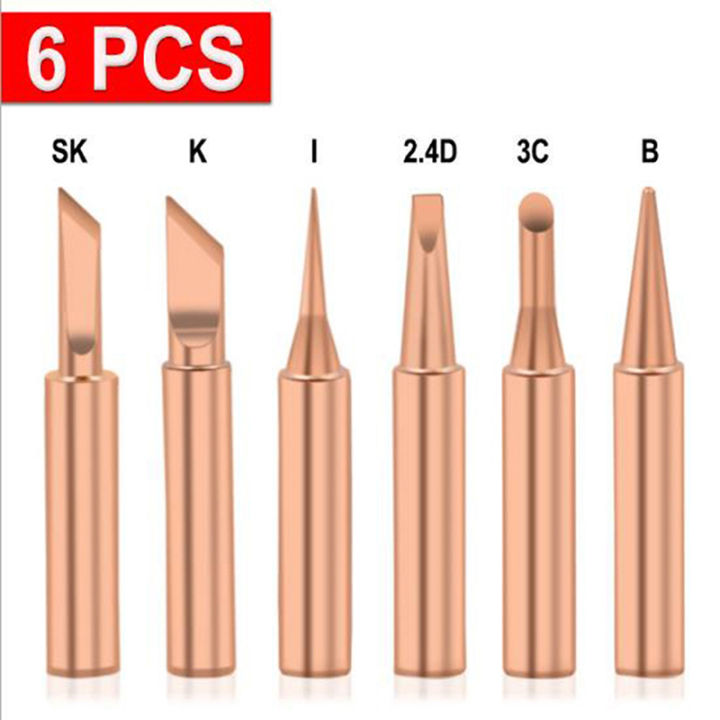 |XLW| 5/6pcs Pure Copper 900M-T Solder Iron Tip Lead-free Solder Tip Welding Head | Lazada PH