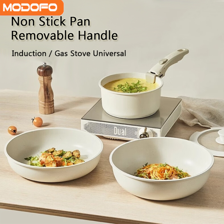 Non Stick Frying Pan 5Pcs Cookware Set Handle Removable PFOA Free ...
