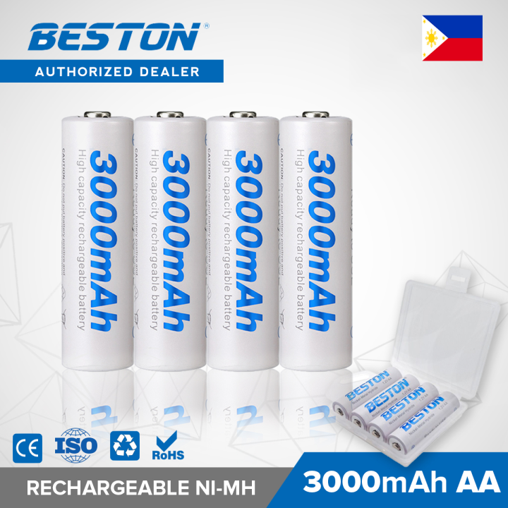 Beston Rechargeable Battery AA 1.2V Ni-MH 3000mAh 4pcs Cells Package ...