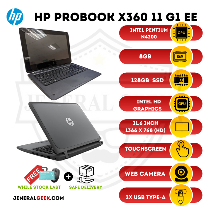 HP Probook x360 11 G1 EE - Intel Pentium N4200 - 8GB RAM - 128GB SSD ...